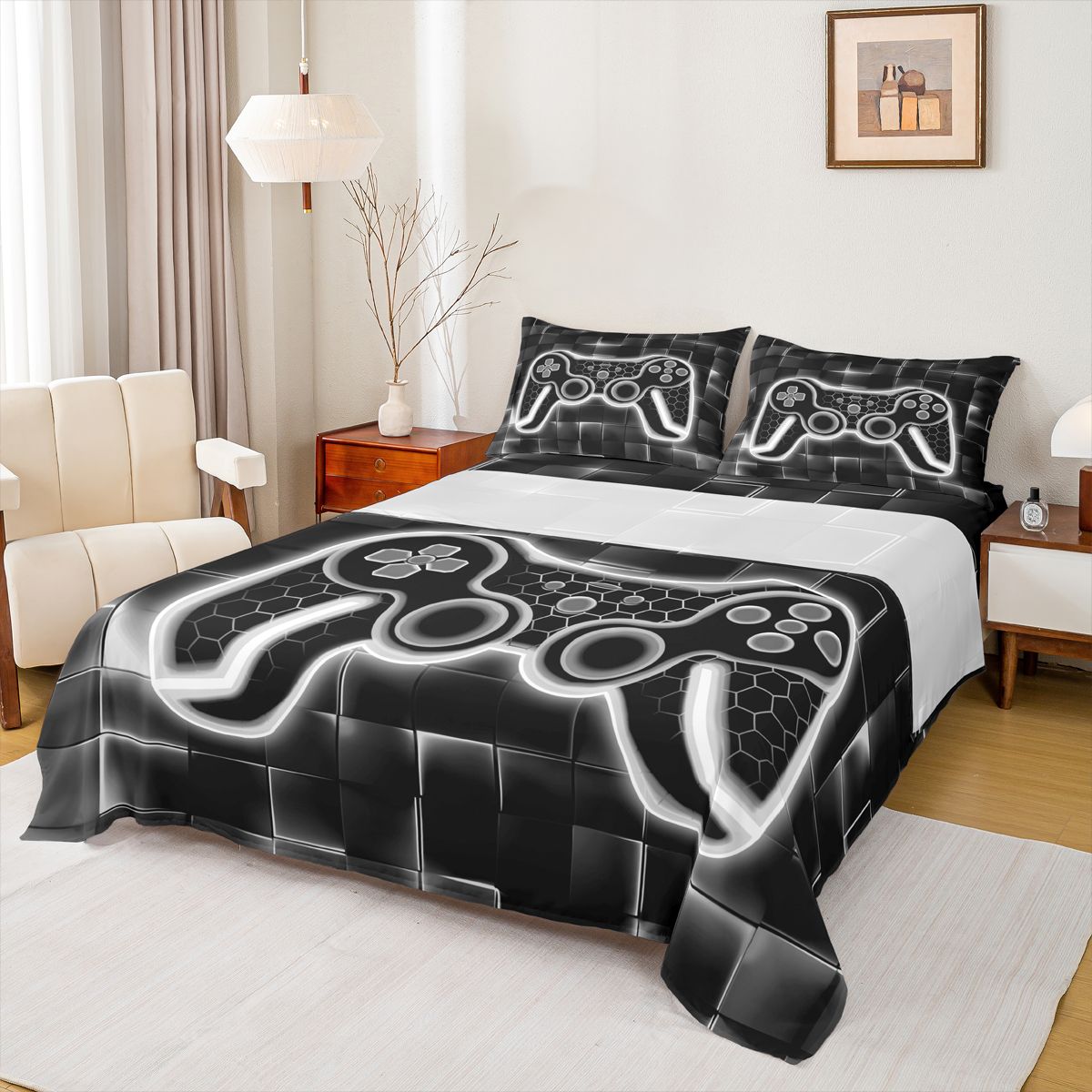 Castle Fairy Teens Female Men Grey Gamepads Full Size Sheets,Video Game ...