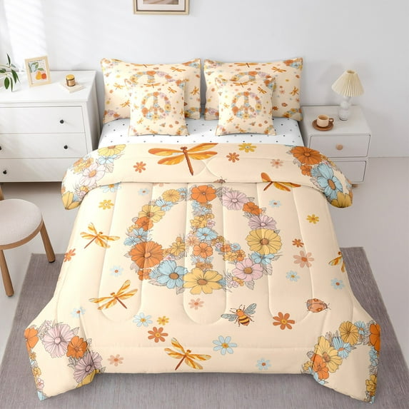 Castle Fairy Teens Floral Peace Sign Twin Bedding Sets,Vintage Bedding ...