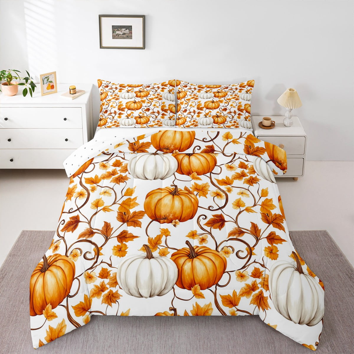 Castle Fairy Teens Floral Pumpkin 3-Piece Full Size Comforter Sets ...