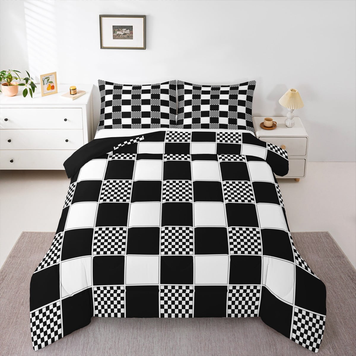 Castle Fairy Teens Geometric Plaid 3-Piece Full Size Comforter Sets ...
