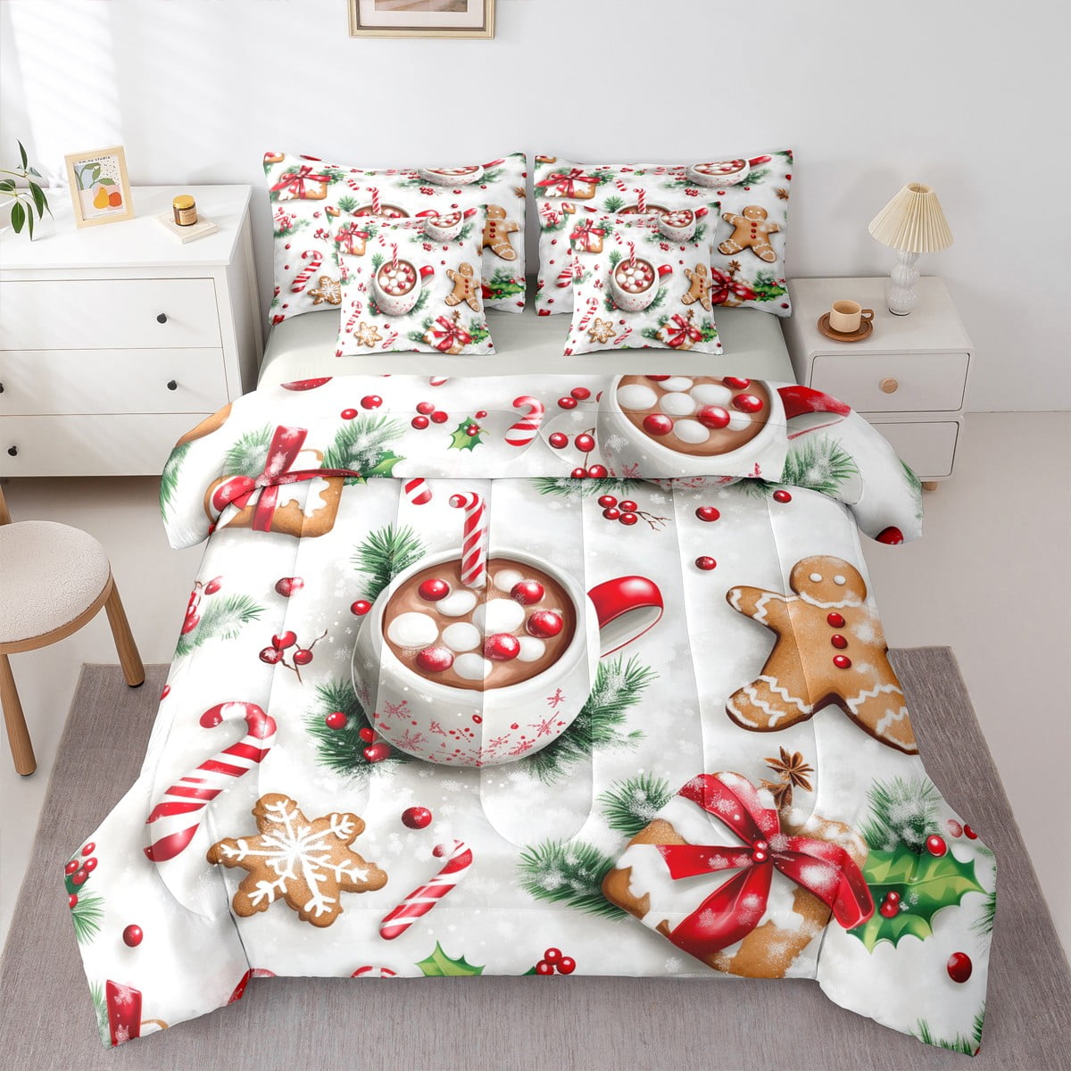 Castle Fairy Teens Gingerbread Man 7-Piece Twin Bedding Sets,Candy Cane ...