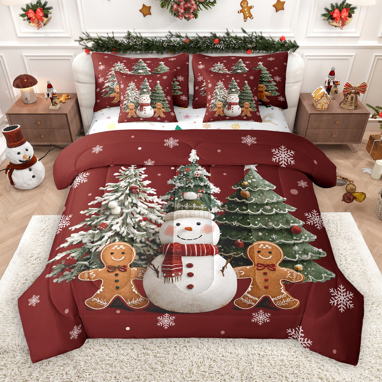 Castle Fairy Teens Gingerbread Man Snowman 7Pcs Bedding Comforter Set ...