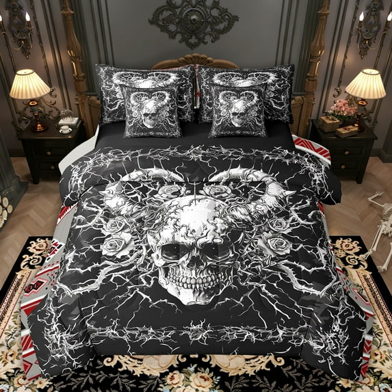 Castle Fairy Teens Gothic Skull Bedding Comforter Set,Vintage Rose ...