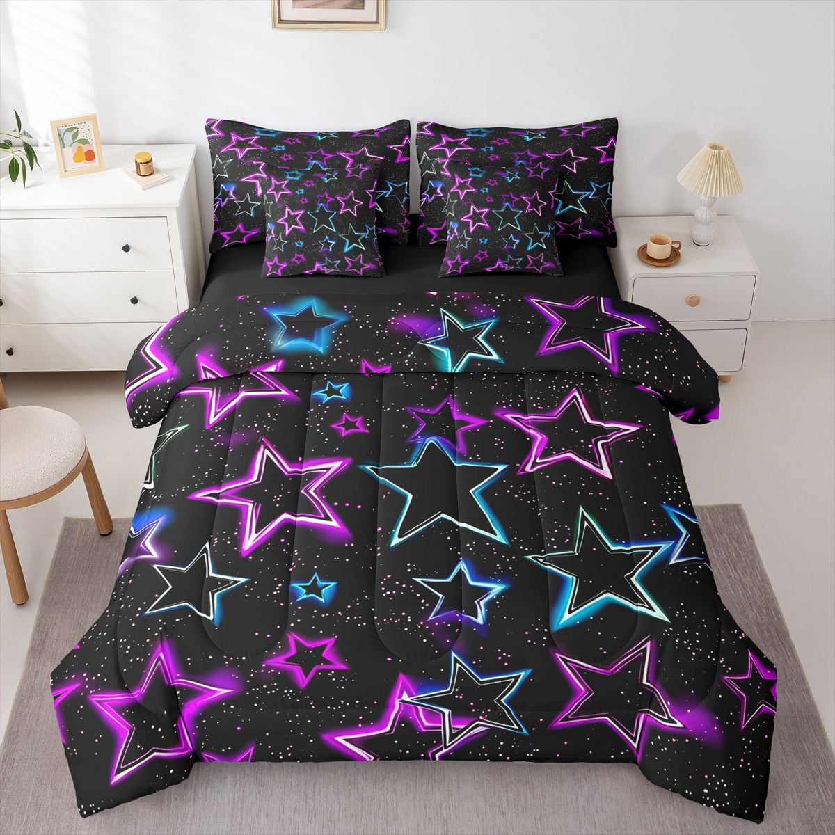 Castle Fairy Teens Gradient Stars Print Twin Bedding Sets,Starry Sky ...