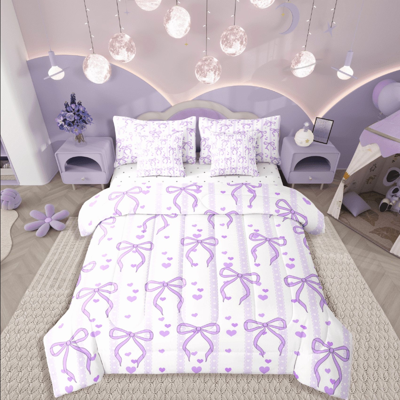 Castle Fairy Teens Kawaii Bow-Tie 7-Piece Twin Bedding Sets,Dreamy ...