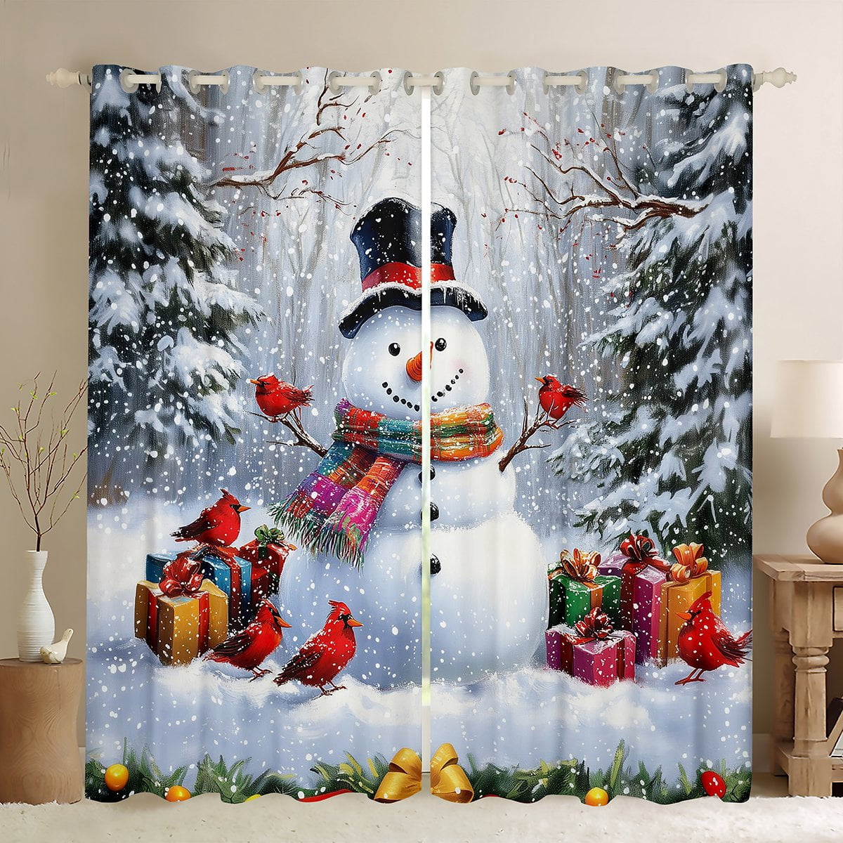 Castle Fairy Teens Kawaii Snowman Blackout Curtains Set of 2 (52x84 ...