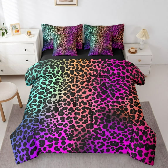 Castle Fairy Teens Leopard Print Bedding Comforter Set,Abstract ...