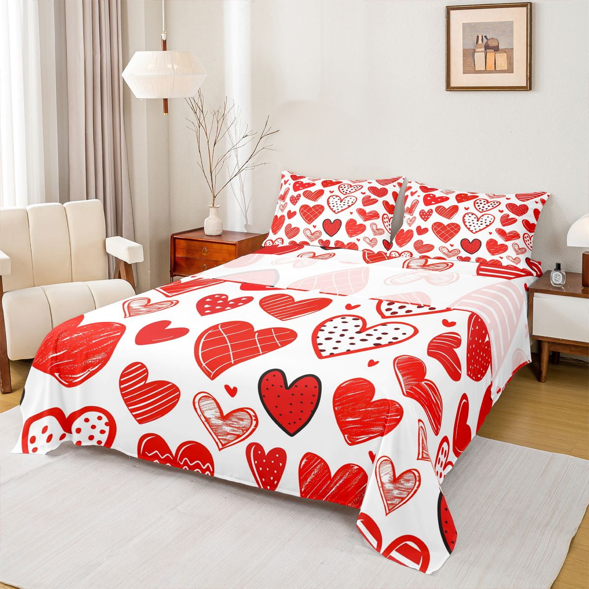 Castle Fairy Teens Love Heart Print Full Size Sheets,Romantic Lover ...