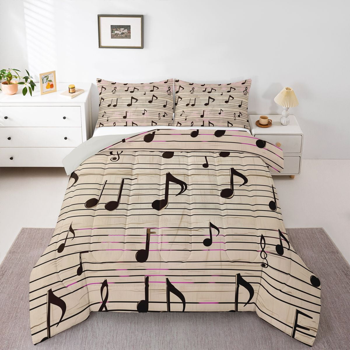 Castle Fairy Teens Musical Notes Full Size Comforter Sets,Vintage ...