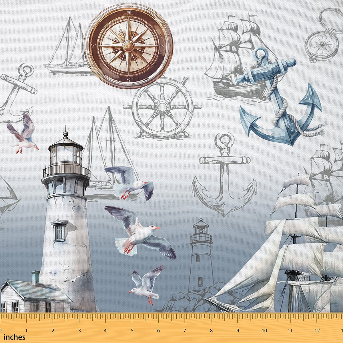 Castle Fairy Teens Ocean Lighthouse Fabric by the Yard 10 Yards ...