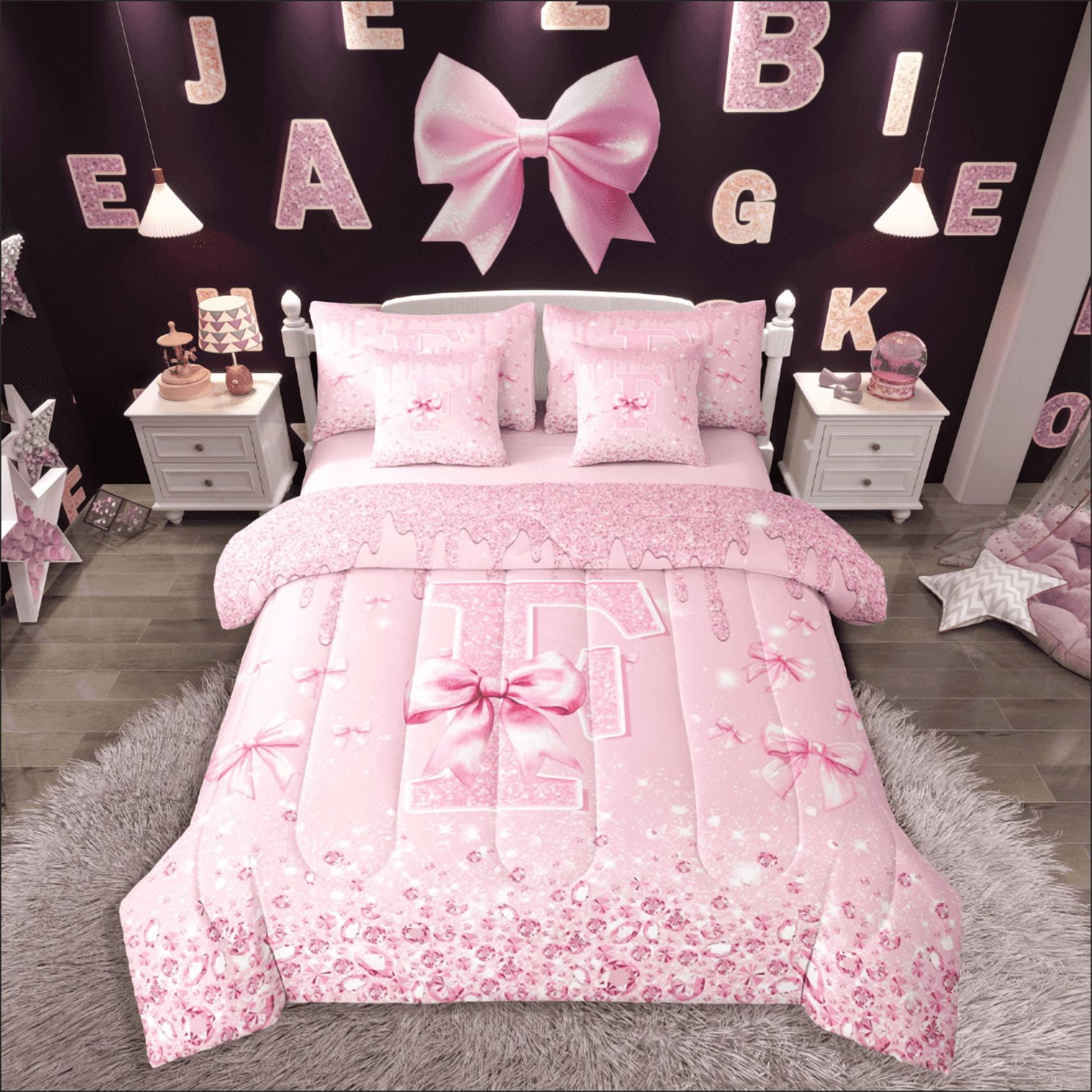 Castle Fairy Teens Personalized Initial 7 Pieces Bedding Comforter Set ...