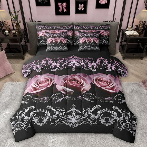 Castle Fairy Teens Pink Romantic Rose Twin Bedding Sets,Damask Bedding ...
