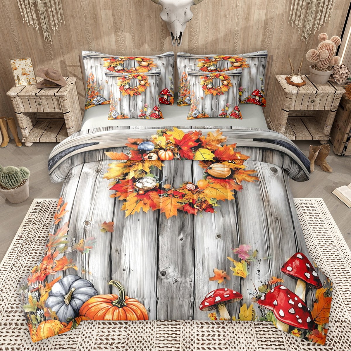 Castle Fairy Teens Pumpkin Harvest Twin Bedding Sets 7-Piece,Autumn ...