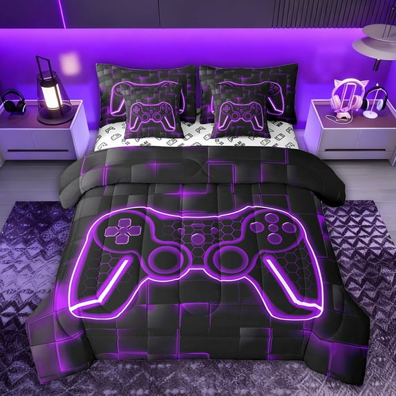 Castle Fairy Teens Purple Gamepads Bedding Comforter Set,Video Game ...