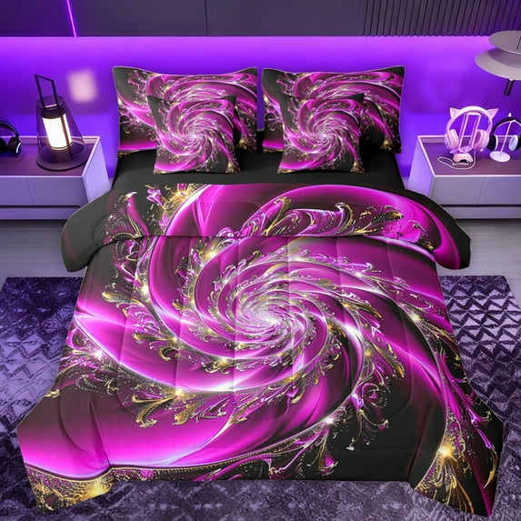 Castle Fairy Teens Purple Stripes Bedding Comforter Set 7-Piece ...