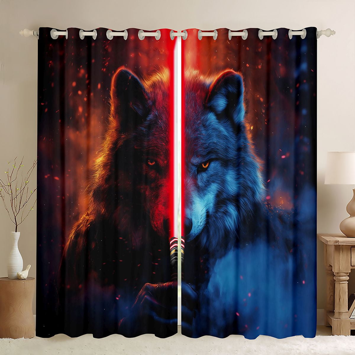 Castle Fairy Teens Red Lightsaber Black Out Curtains,Abstract Gradient ...