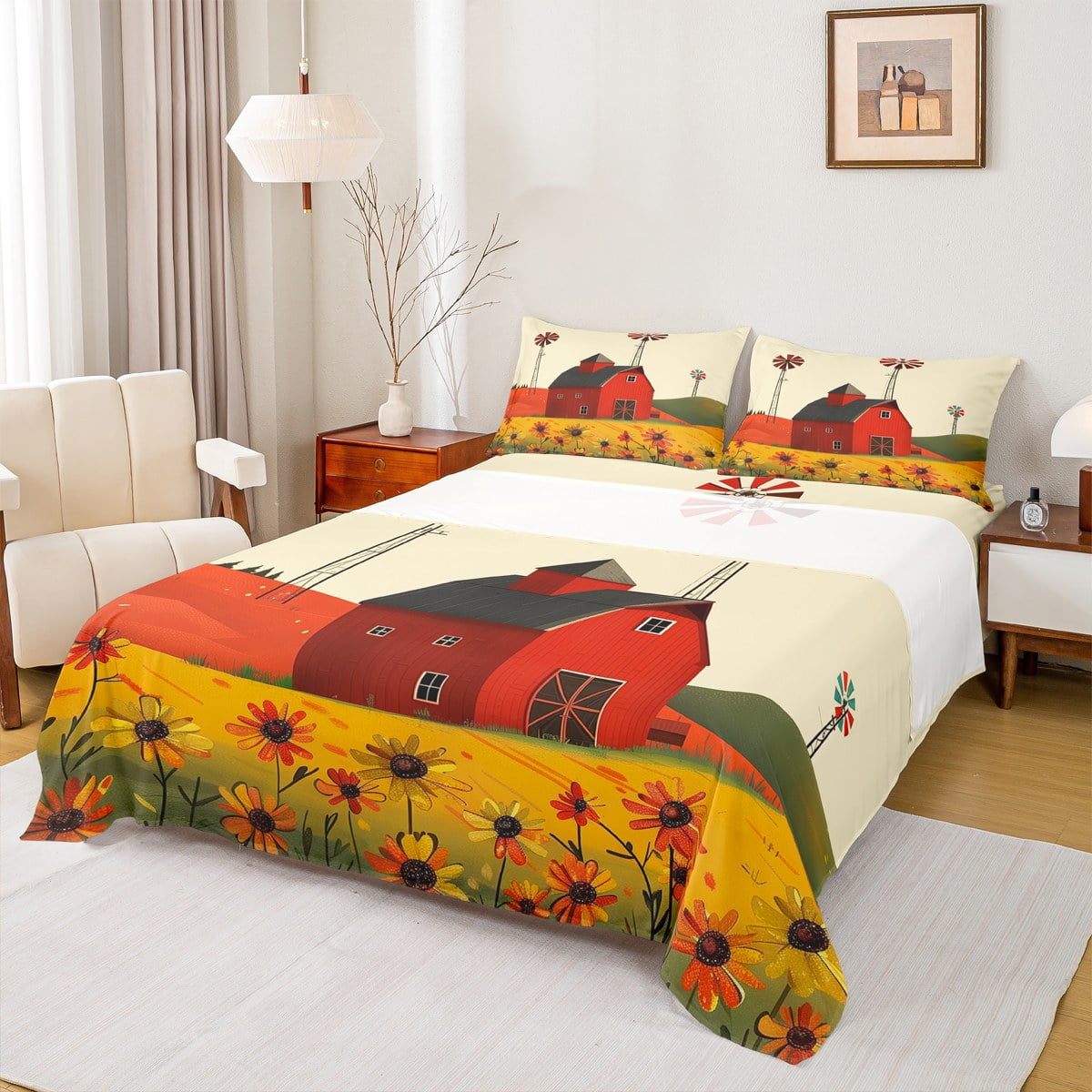 Castle Fairy Teens Red Rustic Cabin Full Size Sheets,Chic Floral ...