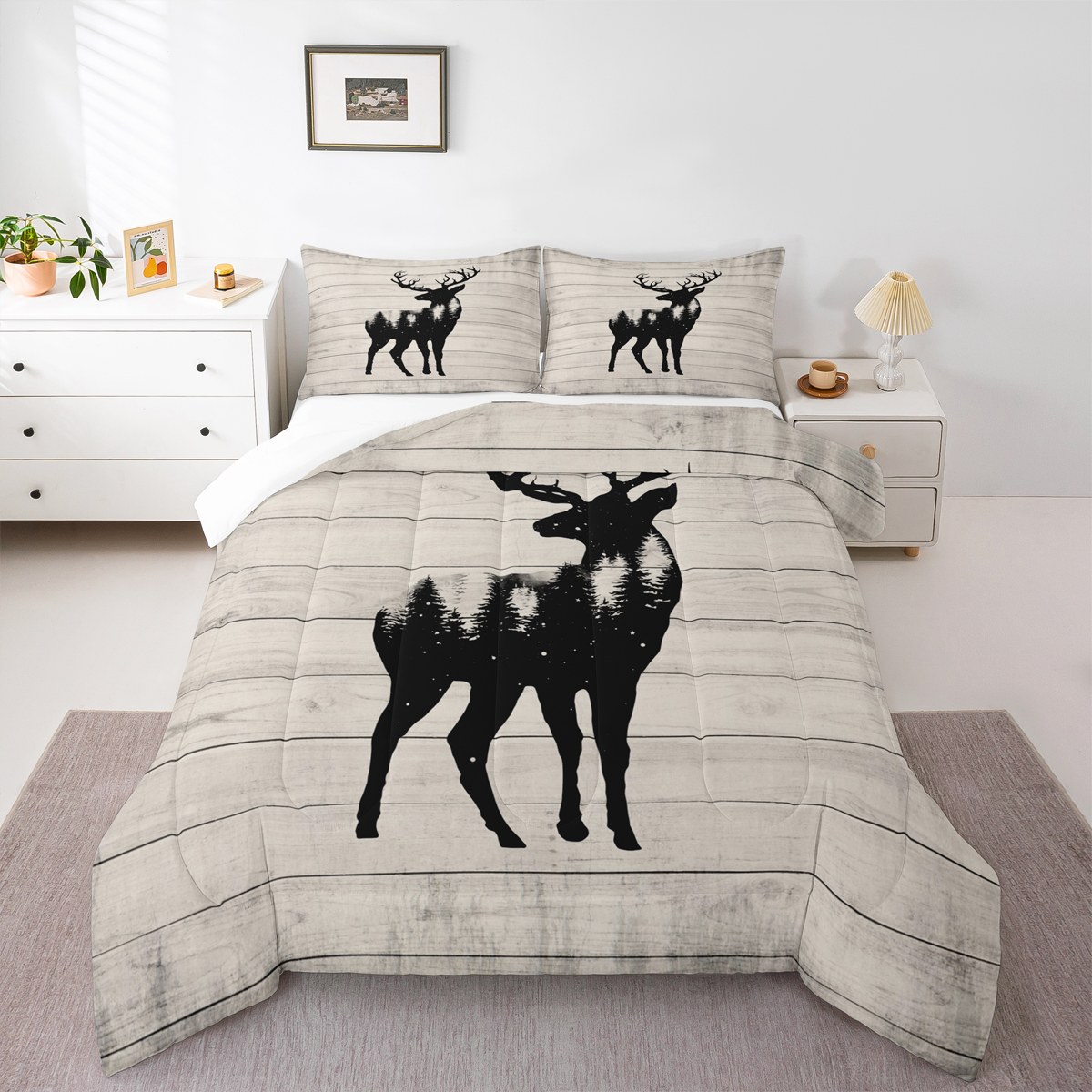 Castle Fairy Teens Safari Deer 3-Piece Full Size Comforter Sets,Lodge ...