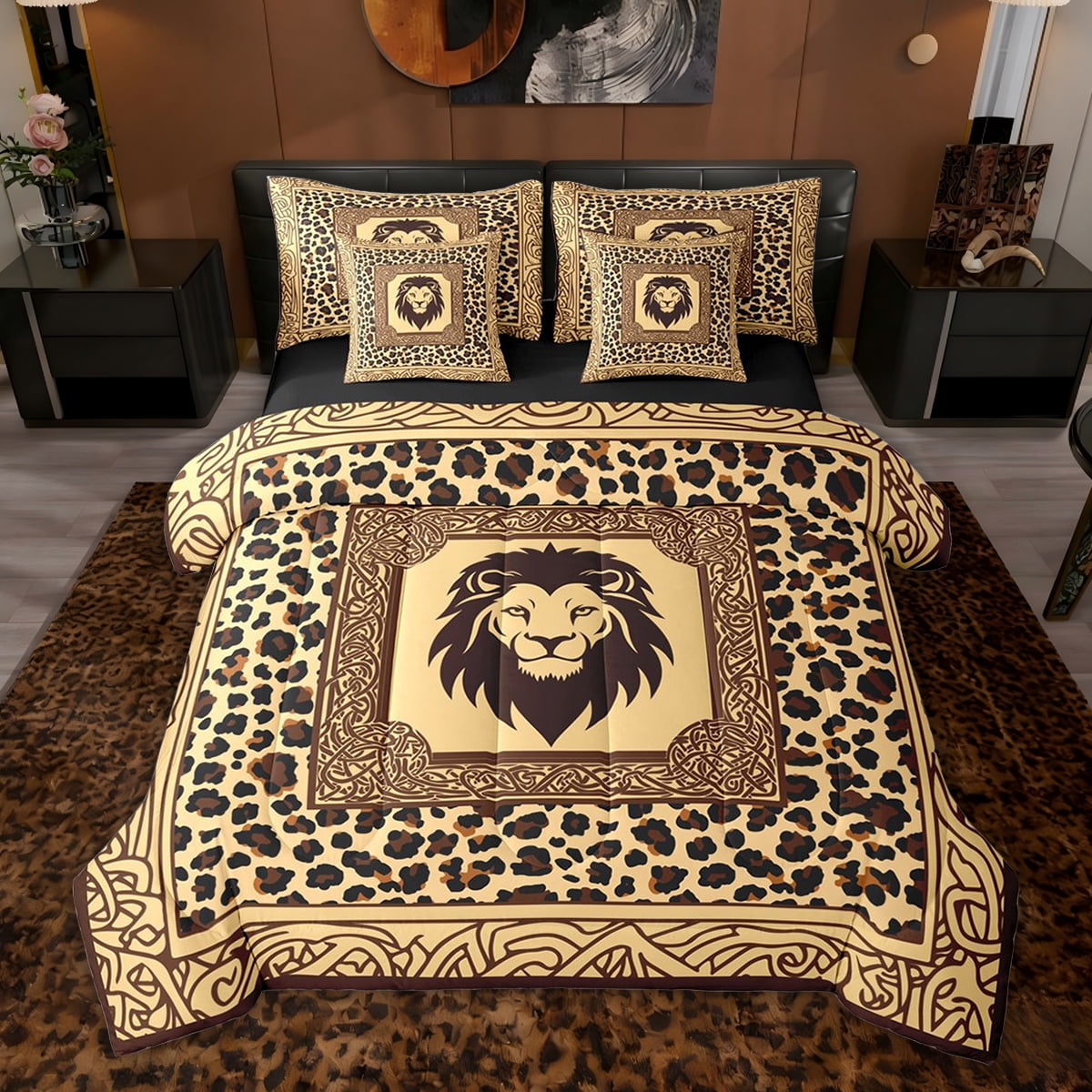 Castle Fairy Teens Safari Lion Bedding Comforter Set,Cheetah Print Full ...