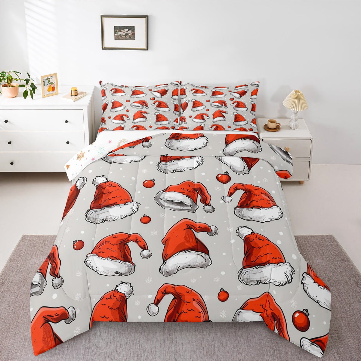 Castle Fairy Teens Santa Claus Hat 3-Piece Full Size Comforter Sets ...