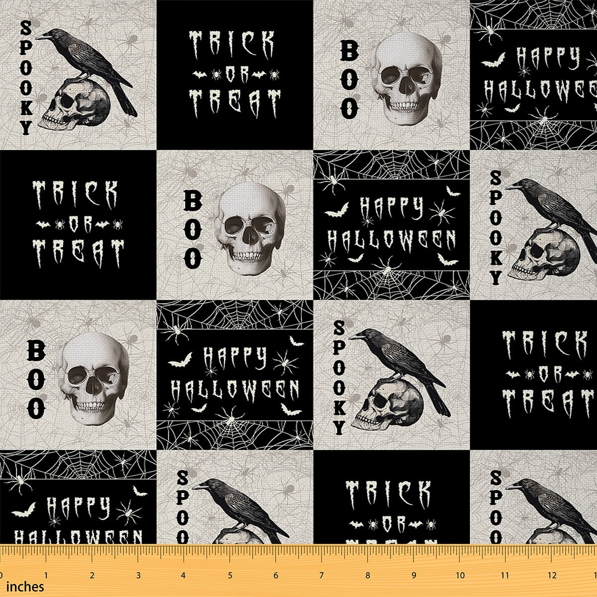 Castle Fairy Teens Skull Crow Fabric by the Yard 3 Yards,Geometric ...