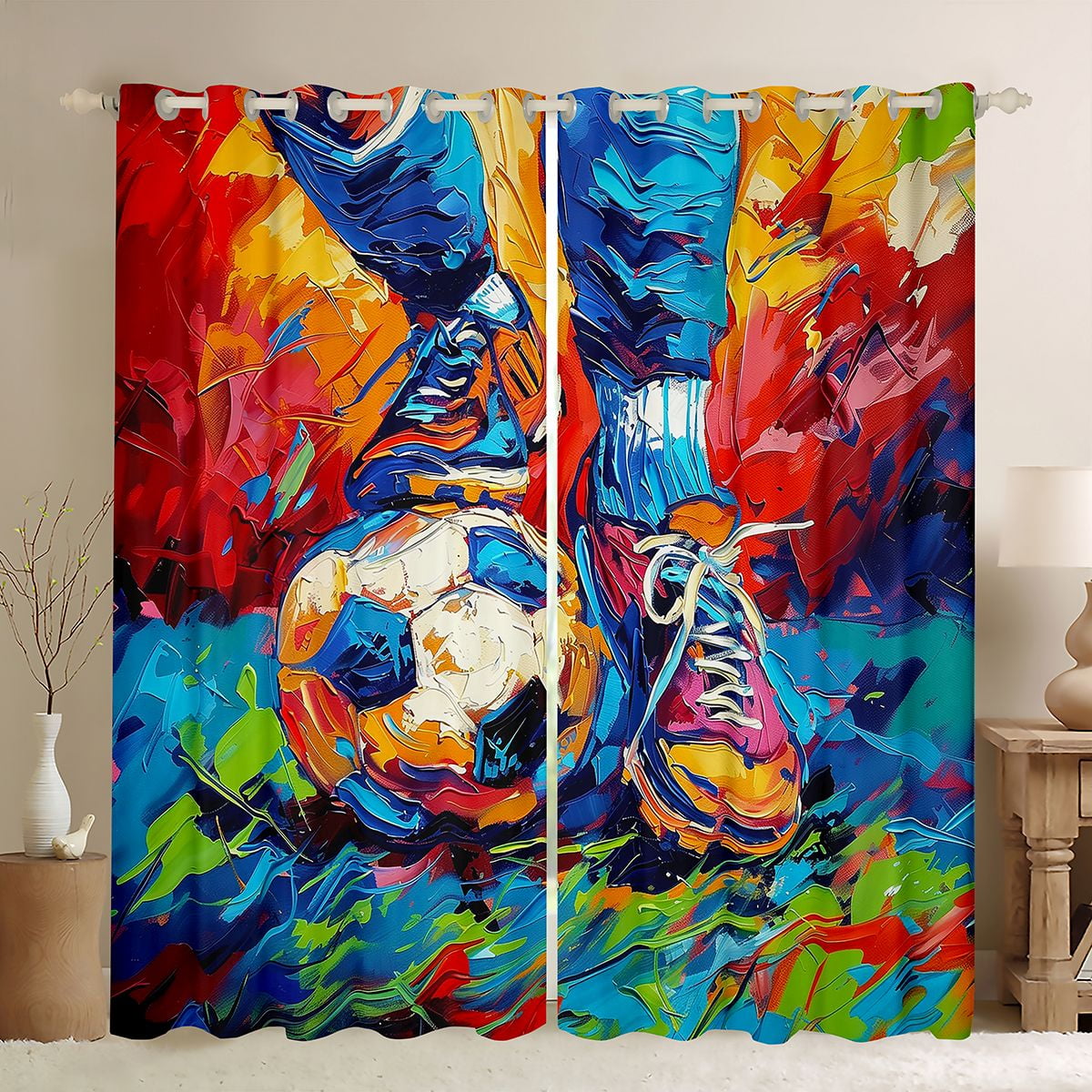 Castle Fairy Teens Soccer Gamer Blackout Curtains Set of 2 (52x84 Each ...