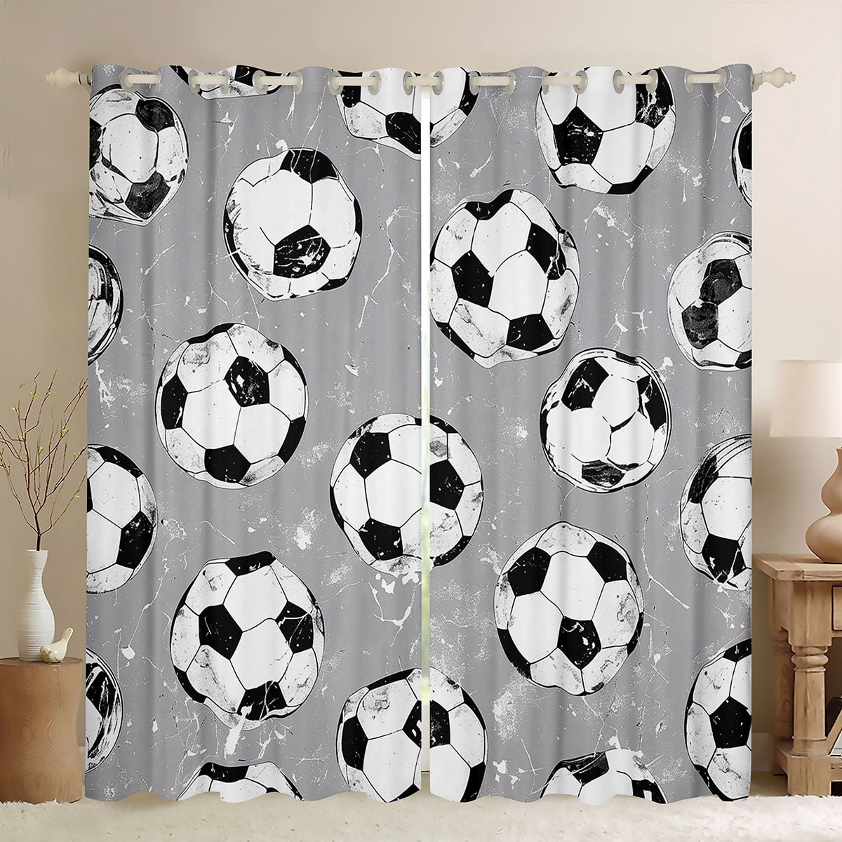 Castle Fairy Teens Sport Soccer Gamer Blackout Curtains Set of 2 (52x84 ...