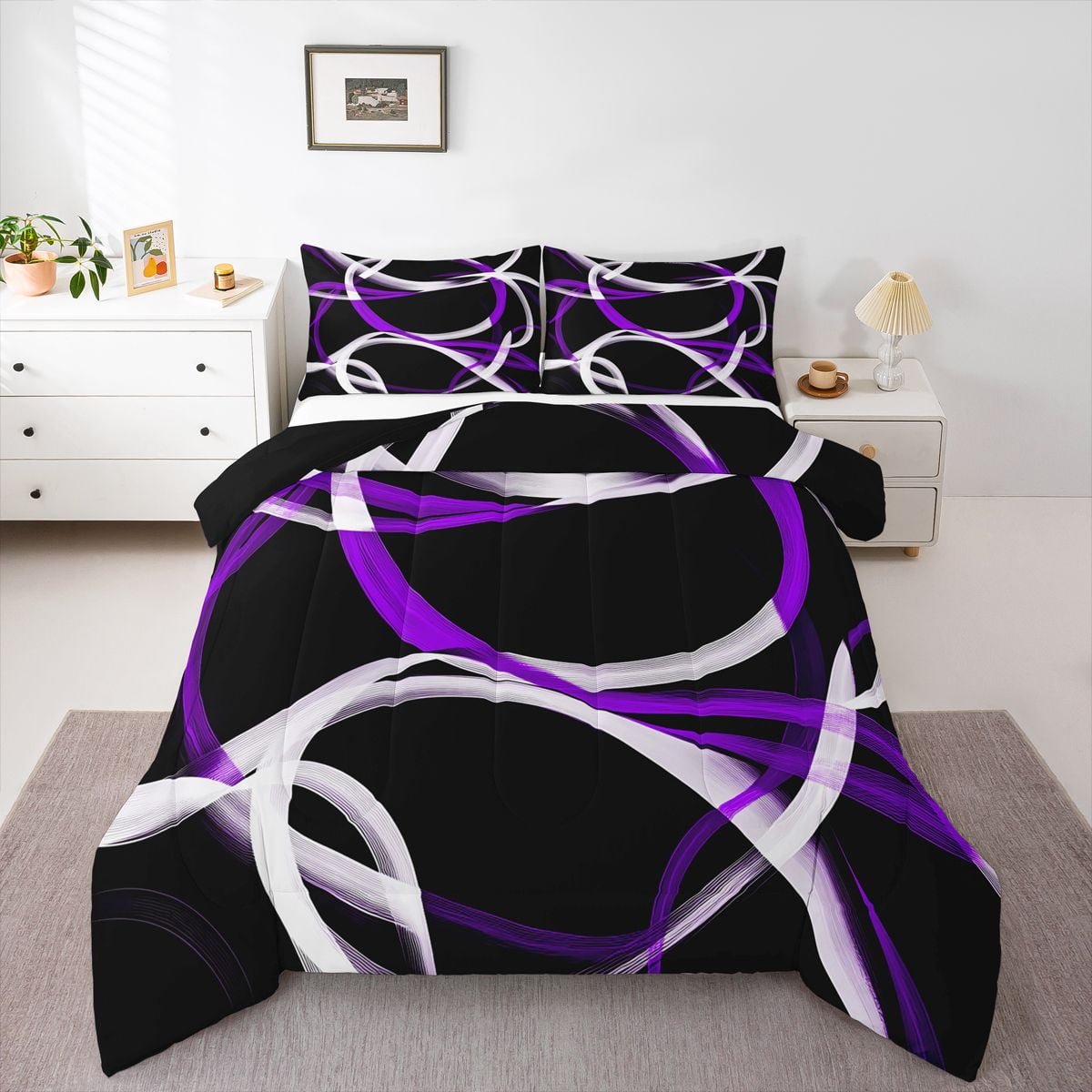 Castle Fairy Teens Stripes Full Size Comforter Sets,Abstract Swirl ...