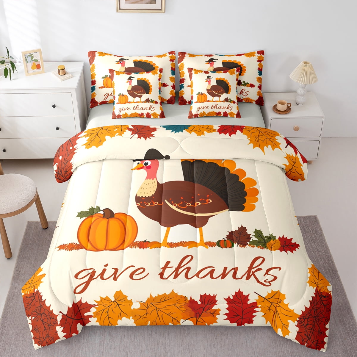 Castle Fairy Thanksgiving Day Turkey 7-Piece Bedding Comforter Set for ...