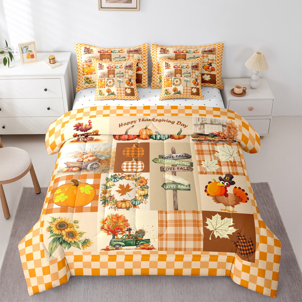 Castle Fairy Thanksgiving Day Turkey 7 Pieces Bedding Comforter Set for ...