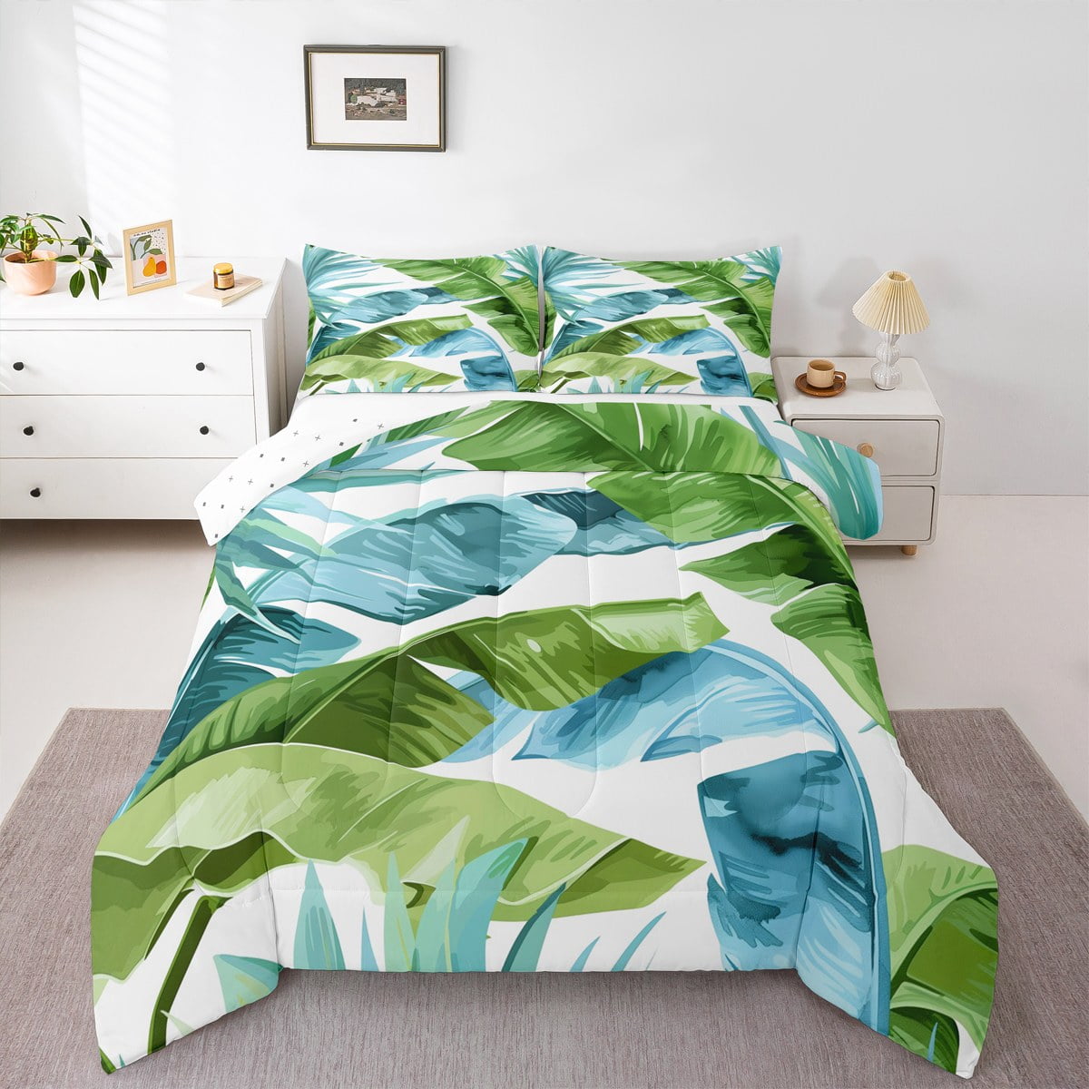 Castle Fairy Tree Leaves 3-Piece Full Size Comforter Sets,Tropical ...
