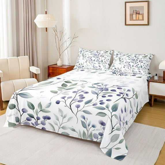 Castle Fairy Tree Leaves Twin Sheet Sets for Boys Girls,Green Purple ...