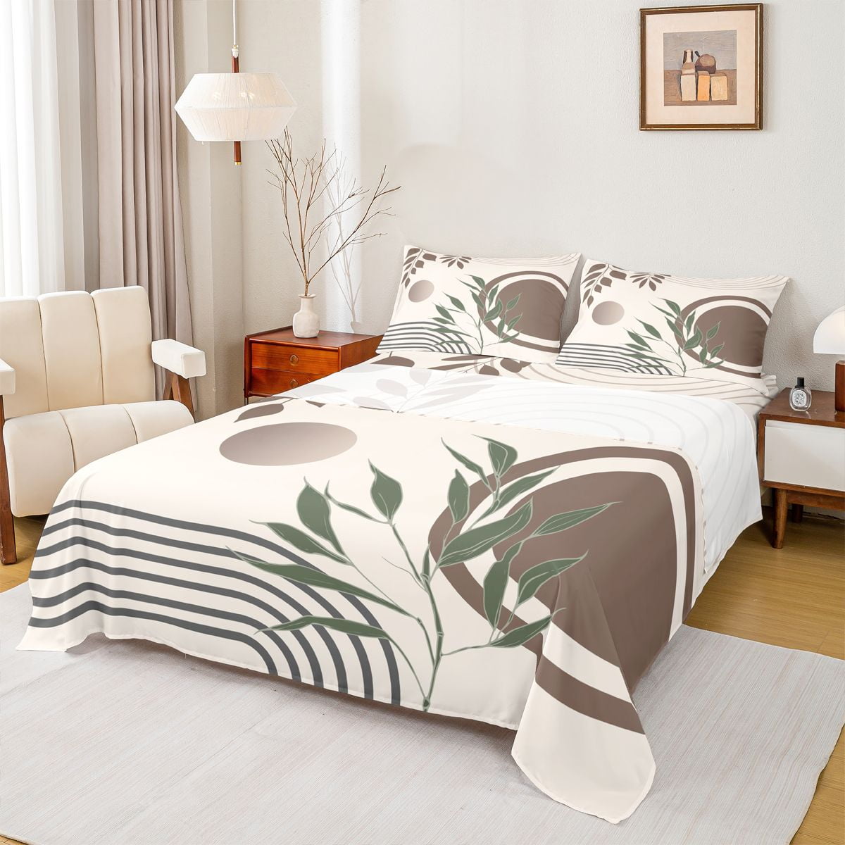 Castle Fairy Tree Leaves Twin Sheet Sets for Boys Girls,Stripes Bedding ...