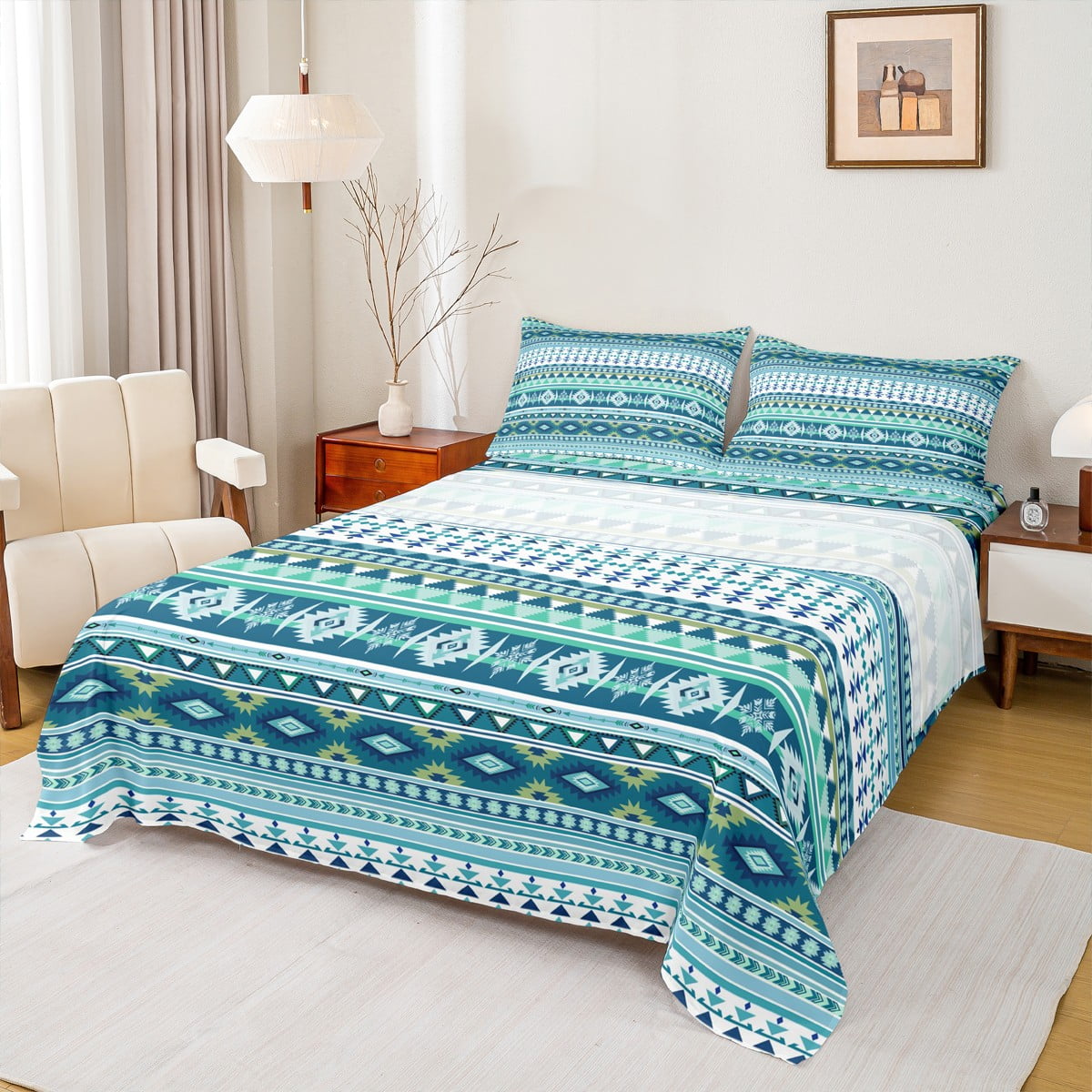 Castle Fairy Tribal Aztec 4 Pieces Queen Sheet Sets,Bohemian Theme ...