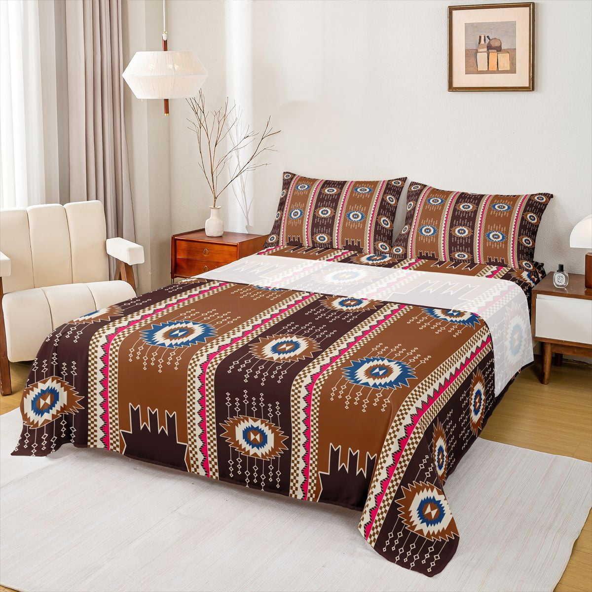 Castle Fairy Tribal Aztec Bed Sheets,Bohemian Abstract Geometric King ...