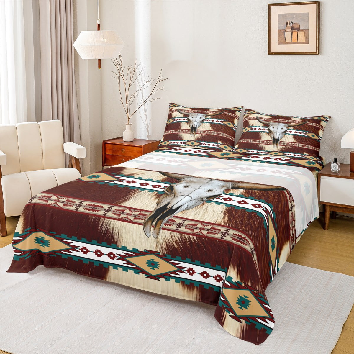 Castle Fairy Tribal Aztec Bed Sheets for Kids Boys Girls,Farmhouse Cow ...