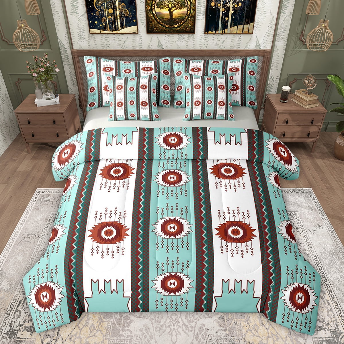 Castle Fairy Tribal Aztec Bedding Comforter Set,Bohemian King Bedding ...