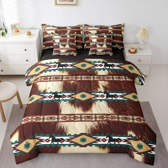 Castle Fairy Tribal Aztec Bedding Comforter Set,Farmhouse Cow Print ...