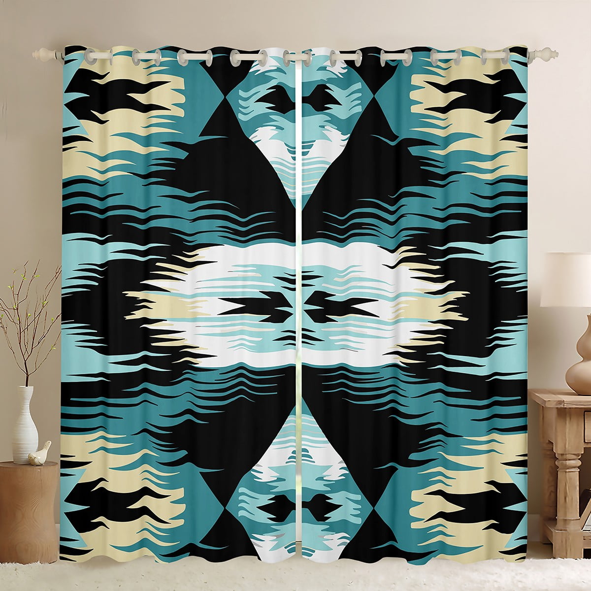 Castle Fairy Tribal Aztec Curtains Pack of 2 (42x84 Each),Bohemian ...