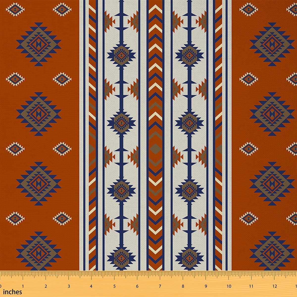 Castle Fairy Tribal Aztec Fabric by the Yard 2 Yard,Blue Orange Sewing ...