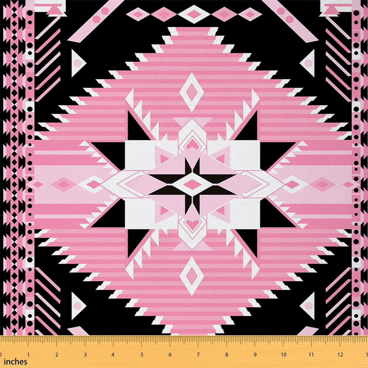 Castle Fairy Tribal Aztec Fabric by the Yard 3 Yard,Black Pink Fabric ...