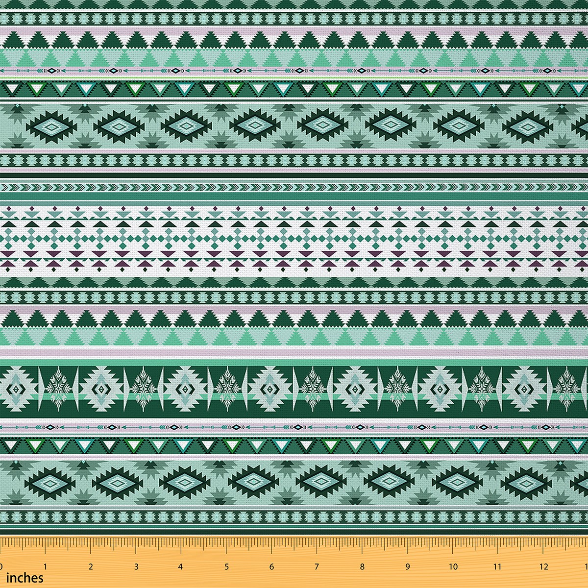 Castle Fairy Tribal Aztec Fabric by the Yard 5 Yard,Green White Sewing ...