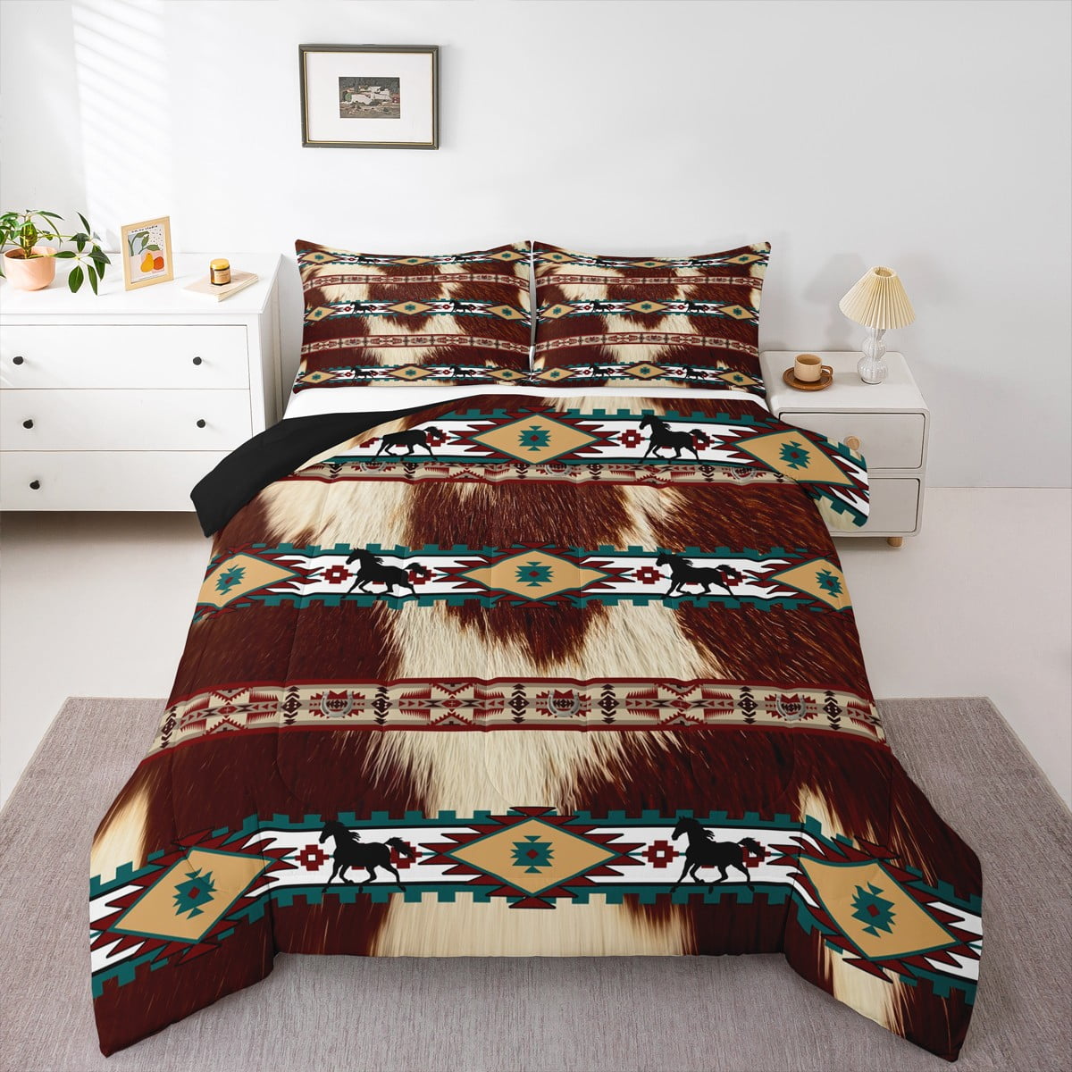 Castle Fairy Tribal Aztec Full Size Comforter Sets,Farmhouse Cow Print ...