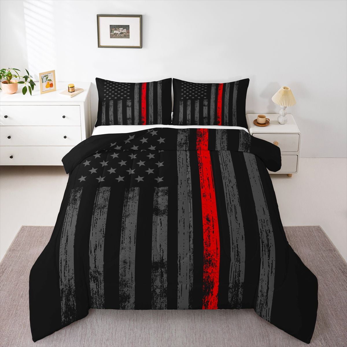 Castle Fairy USA Flag Full Size Comforter Sets for Female Men,Graffiti ...