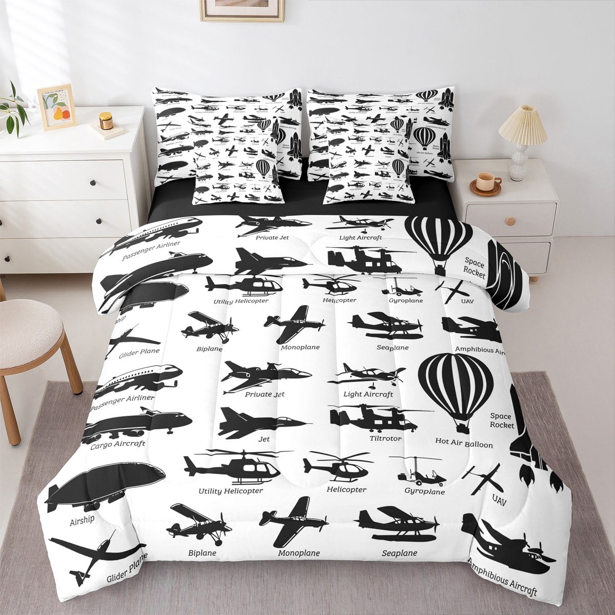Castle Fairy Various Airplanes Bedding Comforter Set,Transportation ...