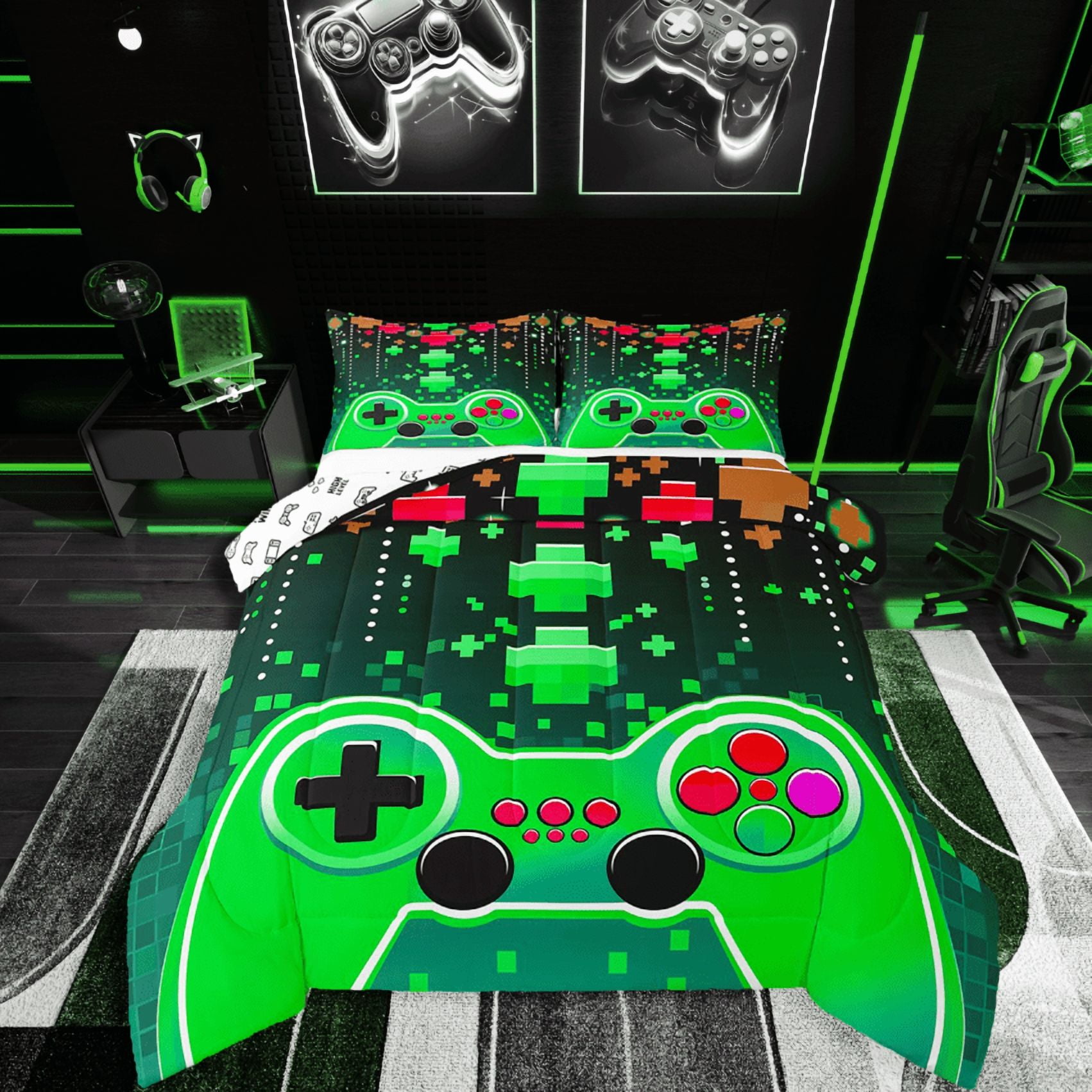Castle Fairy Video Game 3 Pieces Queen Comforter Set,Game Controller ...