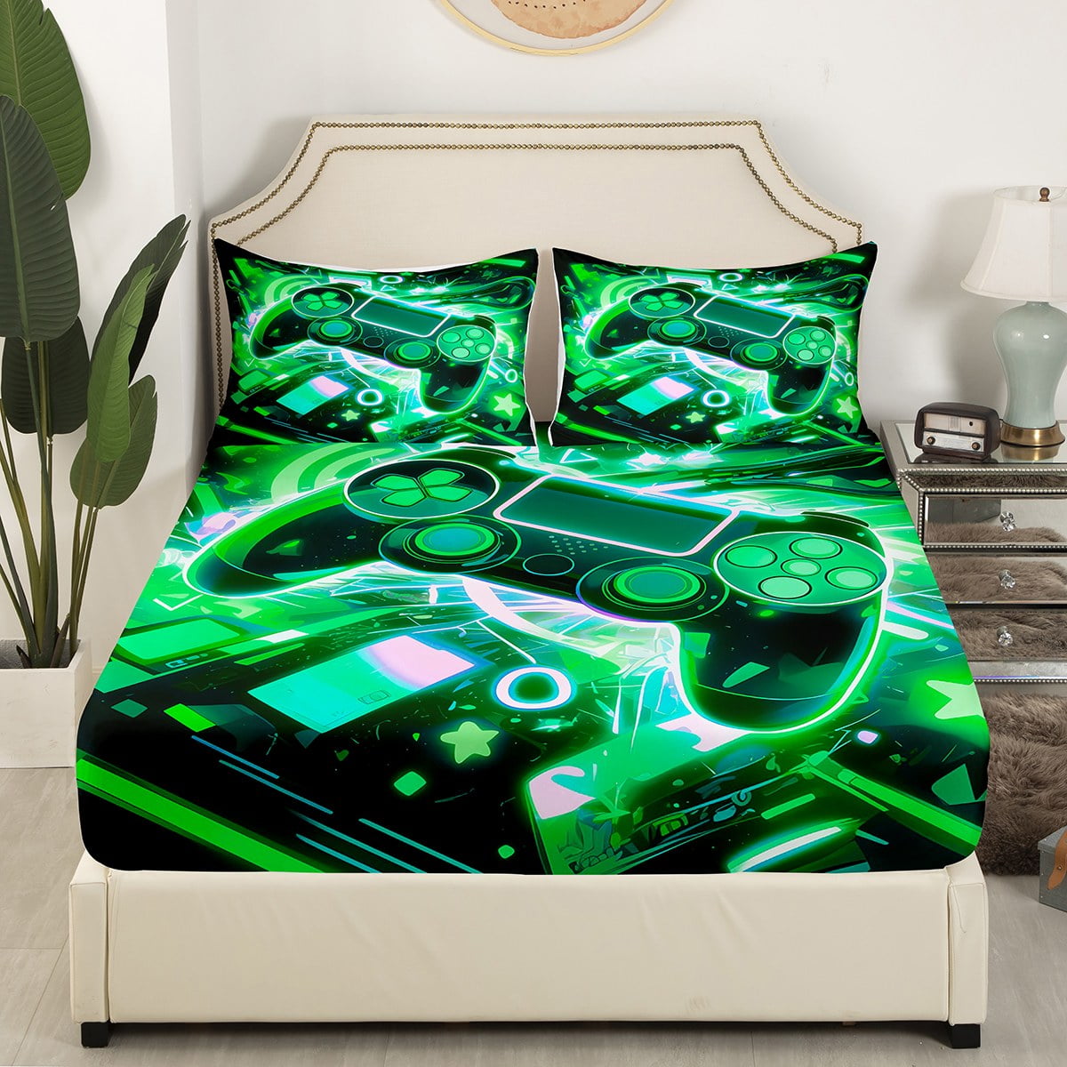 Castle Fairy Video Game 4-Piece Full Size Sheets,Game Controller Bed ...