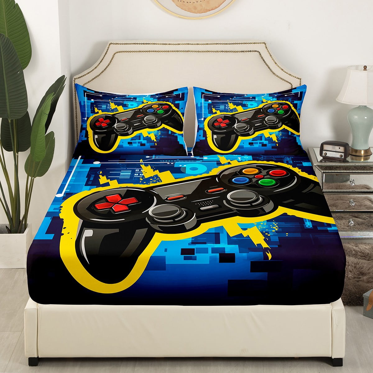 Castle Fairy Video Game 4pcs Bed Sheets,Watercolor Splash King Sheets ...