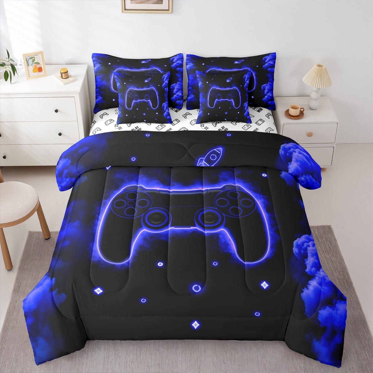 Castle Fairy Video Game Boy 7 Pieces Bedding Comforter Set,Galaxy ...