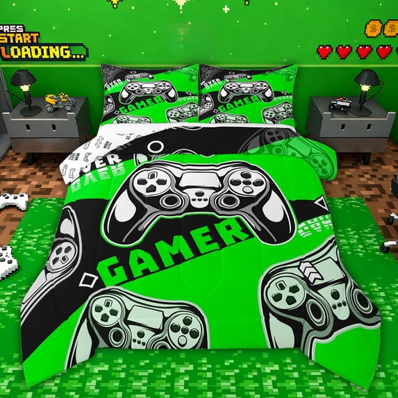 Castle Fairy Video Game Queen Comforter Set for Boys,Black Green ...